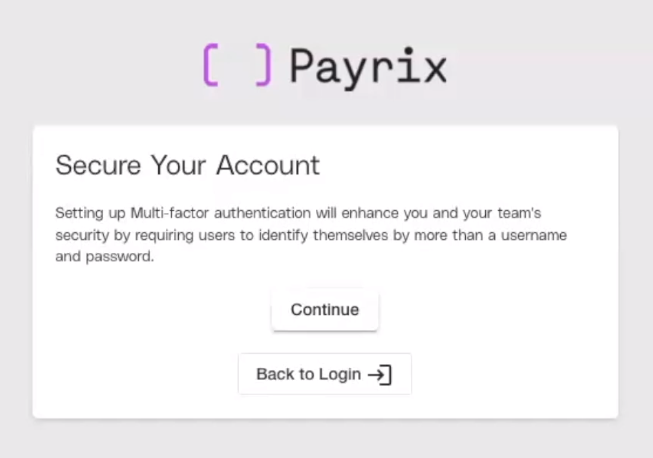 Payrix Multi-Factor Authentication