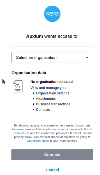 Authorising Apxium Dashboard with Xero Token Access