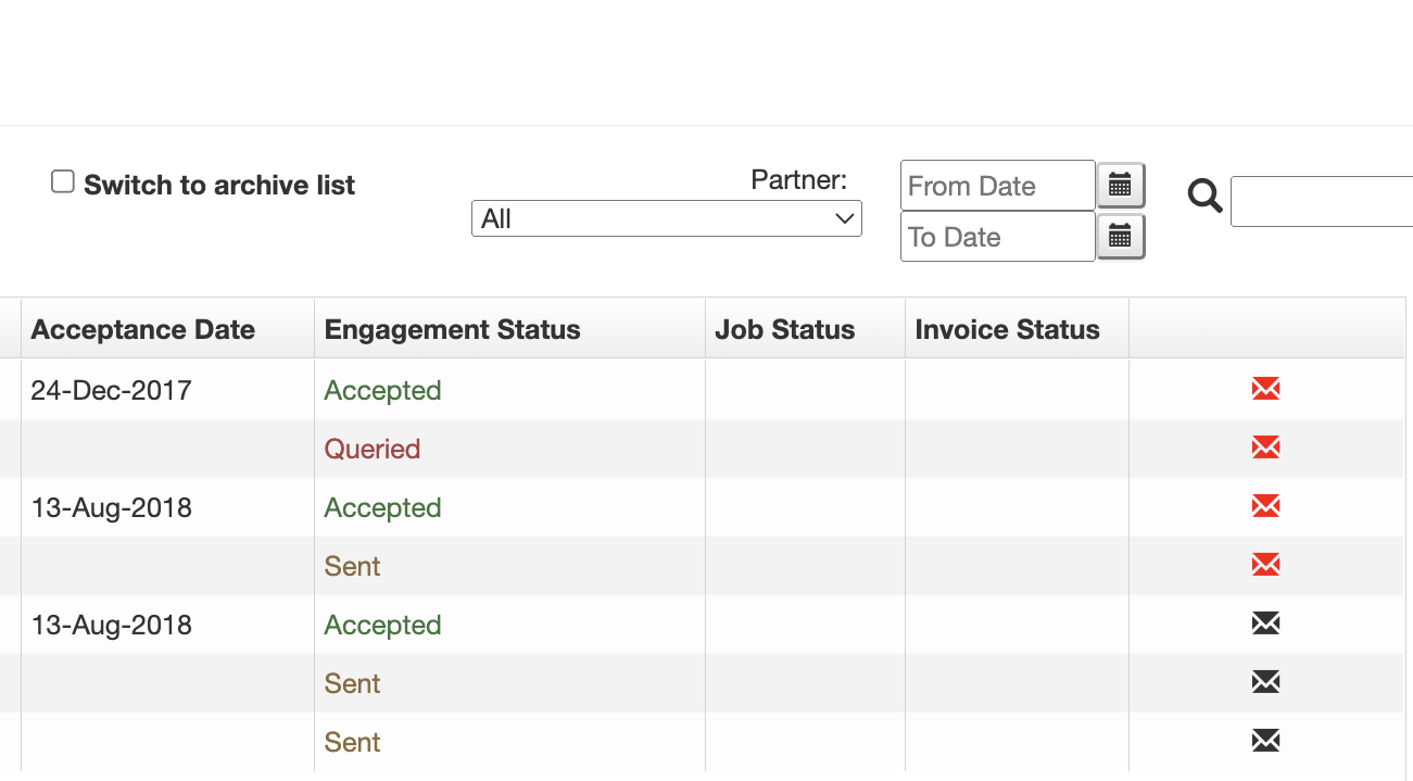 Engagement / Proposal Statuses